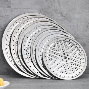 Steaming Plate, 2 Pack 10 Inch Round Food Grade Stainless Steel Steamer Plate for Food Steaming in Kitchen and Outdoors (26 cm)