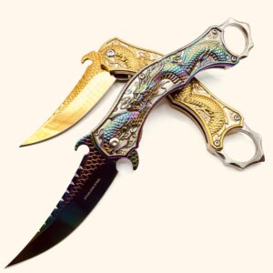 2 pieces dragon knives gold and rainbow glx070mix