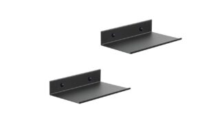 z metnal small metal shelves, mini floating shelf for collection action figures speaker, decor display wall shelf, aluminum, wall mounted, matt black, 10 inch, 2 pack