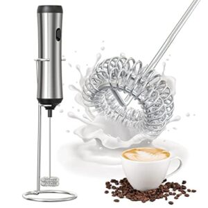 rechargeable milk frother,milk frother handheld,coffee mixer with stand,detachable stainlesssteel whisk,forlattes,cappuccino,matcha,etc.