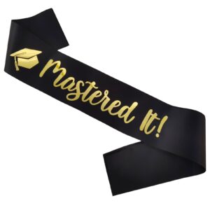 mumunn mastered it sash for congrats grad, class of 2024 finally graduated cheerleader senior graduated sash for graduation party supplies favors, black gold