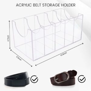 HAKDAY Belt Organizer, Acrylic Belt Storage Holder for The Closet, 5 Compartments Display Case for Tie and Bow Tie