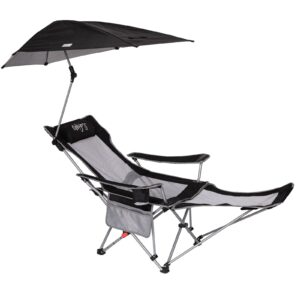 #wejoy 2-in-1 reclining camping chair with removable umbrella lightweight folding camping chair with adjustable backrest & footrest portable patio lounge chair with headrest, cup holder for outdoor