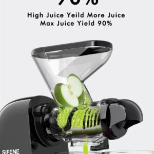 SiFENE Cold Press Juicer Machine, Compact Single Serve Slow Masticating Juicer, Vegetable and Fruit Juice Extractor Maker Squeezer, Easy to Clean, Non-BPA (Black)