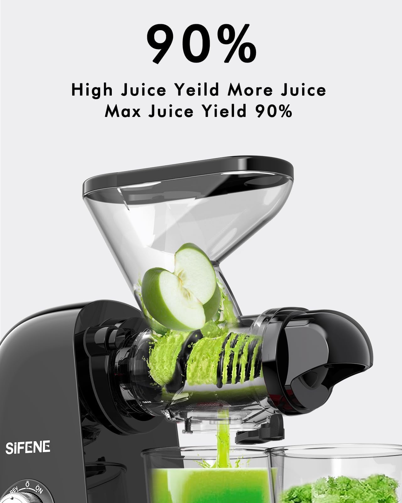 SiFENE Cold Press Juicer Machine, Compact Single Serve Slow Masticating Juicer, Vegetable and Fruit Juice Extractor Maker Squeezer, Easy to Clean, Non-BPA (Black)