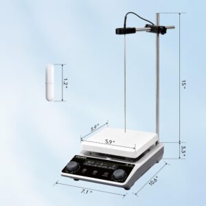 LACHOI Magnetic Stirrer Hot Plate Stirrer LCD Display 300℃ Max.5L 5.9inch Magnetic Stir Plate 1600RPM Magnetic Mixer Magnetic Hotplate Stirrer with Stir Bar&Temp Probe Senso,110V