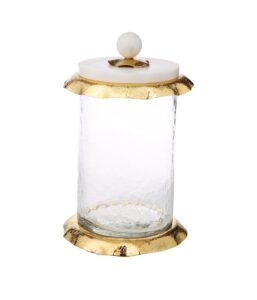 classic touch decorium glass canister with marble lid and gold ruffle design (3 sizes) (medium)