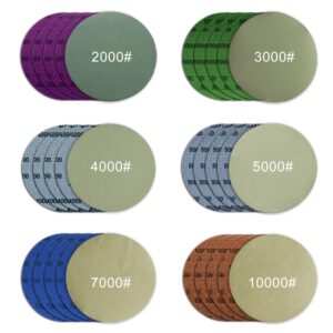 5 inch sanding discs hook and loop, 30pcs wet dry sandpaper, 2000 3000 4000 5000 7000 10000 grit sandpaper, round high grit sand paper