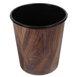 exceart wood grain trash can plastic round wastebasket kitchen garbage container bins for home office bedroom bathroom kitchen