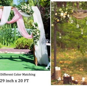 White Wedding Arch Draping Fabric 29" X 20FT Sheer Drapes Chiffon Fabric for Wedding Arbor Engagement Ceremony Party Bridal Shower Swag Fabric Decoration | White Fabric 1 Panel