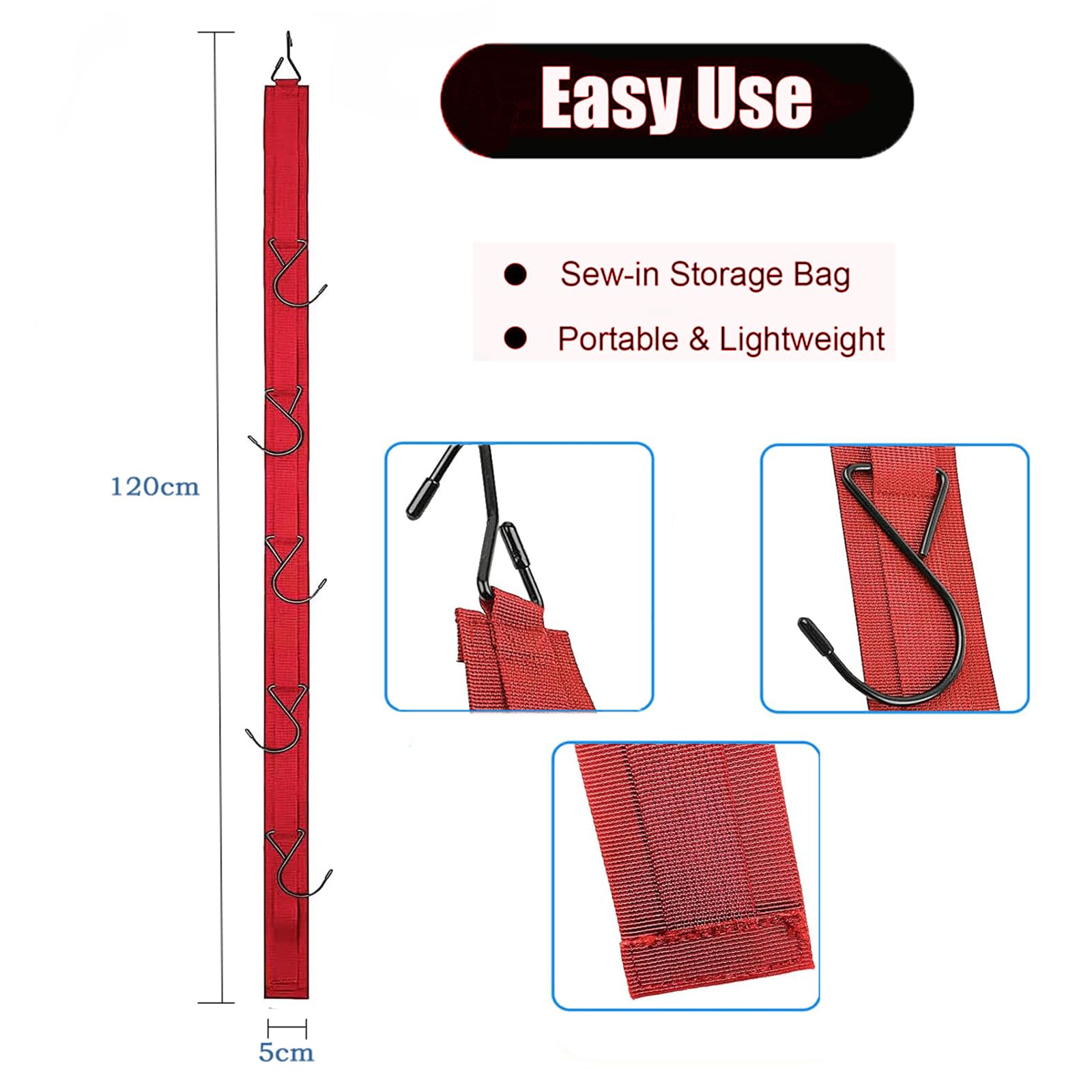 LJHYSD Hockey Drying Rack,Portable Clothes Drying Rack with 5 Hooks,Hanging Drying Rack for Home and Outdoor,Hockey Equipment Drying Rack for Baseball Catcher Football Camping,Red