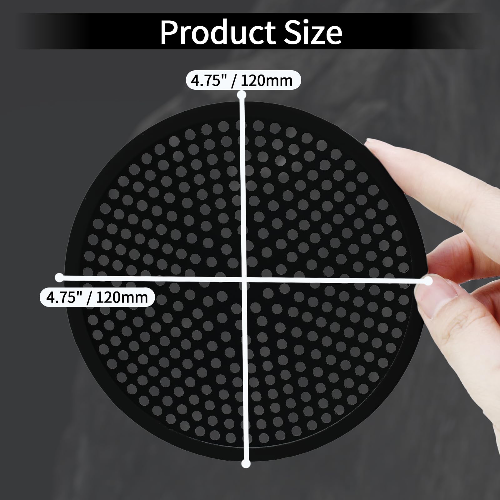 Jersvimc 2Pcs Satinless Steel Shower Drain Hair Cacher with Silica Gel, Black Shower Drain Strainer Bath Shower Drain Cover - 4.75"(120mm) Hair Stopper Floor Drain Protector