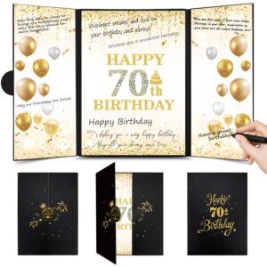 mdcgfod 70th birthday decorations happy 70th birthday guest book for men women, black gold birthday alternative signature board for 70th birthday gifts cheers to 70 years birthday party supplies