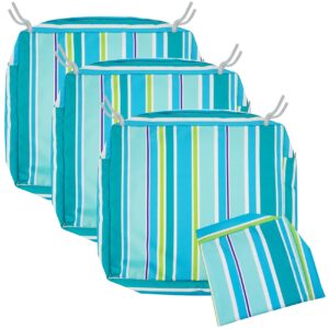 nettypro outdoor cushion slipcovers waterproof 20 x 18 inch patio furniture chair seat cushion covers with zipper and tie, replacement cover only, stripes turquoise