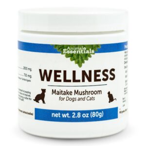 animal essentials wellness maitake mushroom supplement for dogs & cats - healthy immune response, supports circulatory function, critical immune defense, mushroom powder extract - 2.8 oz (pack of 1)