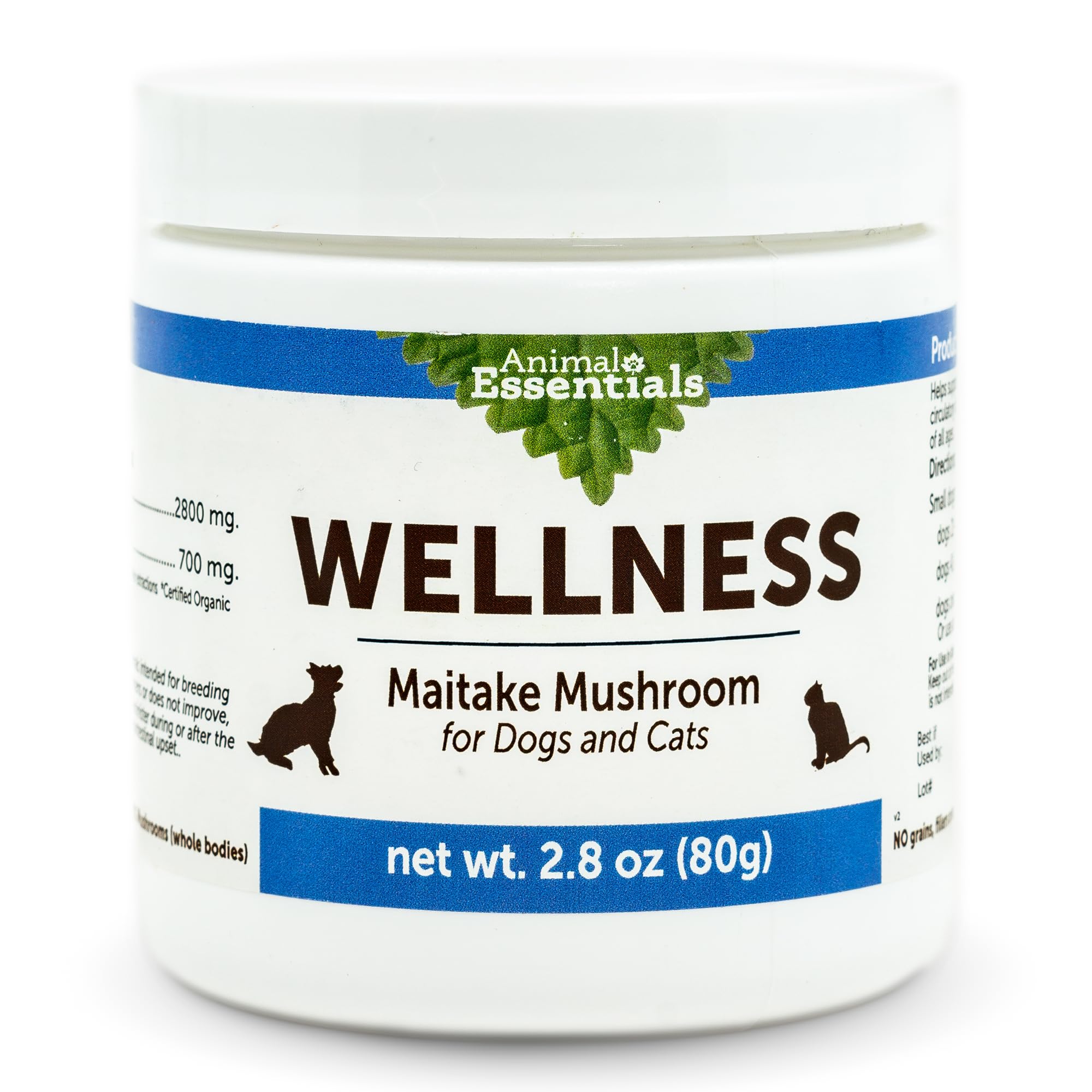 Animal Essentials Wellness Maitake Mushroom Supplement for Dogs & Cats - Healthy Immune Response, Supports Circulatory Function, Critical Immune Defense, Mushroom Powder Extract - 2.8 Oz (Pack of 1)