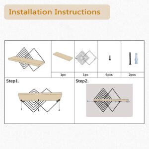 Walasis Wall Shelf Floating Bedroom Decor - Decorative Shelves for Living Room Unique Geometric Display Wall Shelving Wood and Metal Storage Shelf for Office Hallway