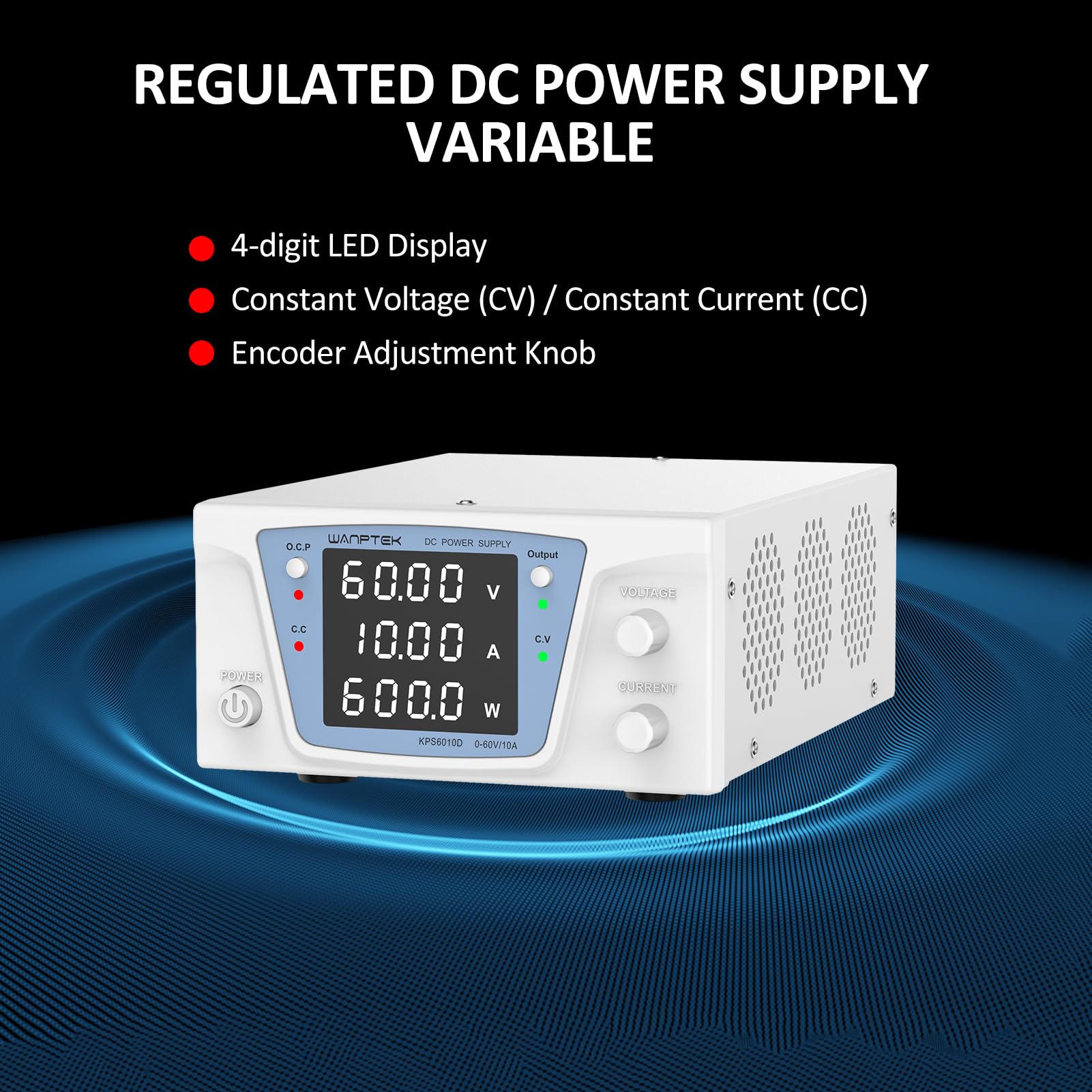 Cousopo DC Power Supply Adjustable DC Power Supply Lab Power Supply DC Bench Power Supply DC Power Supply Variable WANPTEK DC Power Supply Variable 60V 10A Bench Power Supply High Power with 4-Digit