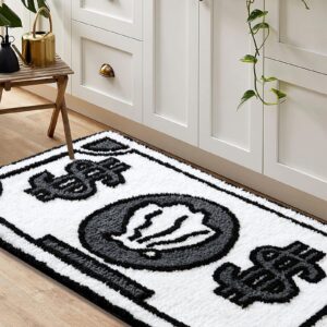 RoomTalks Boho Cute Rugs for Bathroom Kitchen Dorm Bedroom Aesthetic, 2x3 Small Area Rugs Throw Carpet, Black and White Funky Trendy Cool Bath Mat Non Slip Washable Cartoon Kids Bathroom Rugs Decor