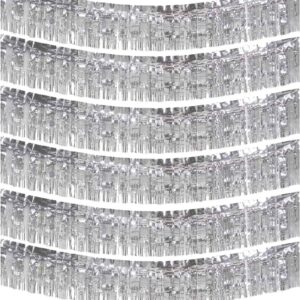 we moment 6 pack 10 feet silver foil fringe garland metallic tinsel banner wall hanging fringe curtain glitter backdrop banner for parade floats birthday bachelorette silver party decorations