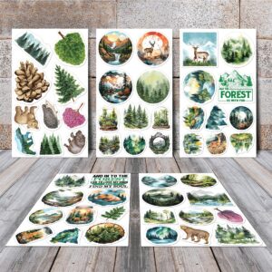 Pack 50 pcs Nature Forest Stickers for Water Bottles Waterproof Laptop Luggage Computer journaling Scrapbooking Teens Adults Women Funny Aesthetic Sticker Packs Small Vinyl Decals