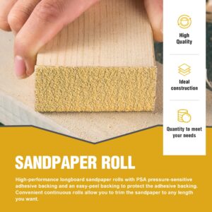 Shawya PSA Sandpaper Roll 80 Grit 2-3/4in x 20 Yards Self Adhesive Sticky Back Longboard Sand Paper Continuous Roll,Sand Sheets Roll for Woodworking, Auto Body, Air File Sander and Hand Sanding Blocks