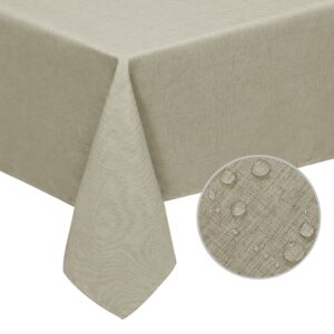 easy-going faux linen waterproof spill-proof tablecloth stain resistant rectangle table cloth wrinkle free decorative fabric for kitchen, dining, party, weddings, restaurants (52x70 in, linen)