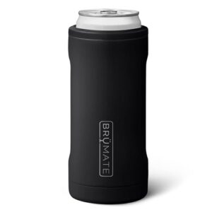 brümate hopsulator slim can cooler insulated for 12oz slim cans | skinny can insulated stainless steel drink holder for hard seltzer, beer, soda, and energy drinks (matte black)