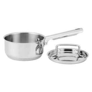 wacokware 1-quart saucepan with lid, 18/10 stainless steel tri-ply capsule bottom sauce pan induction dishwasher safe, compatible with all cooktops