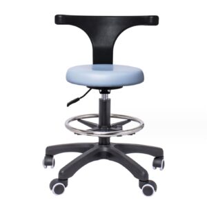 sfklyu rolling stool dental chair assistant stool 360° rotation armrest pu leather dental stool for office dentist shop lab and home use,44~58cm