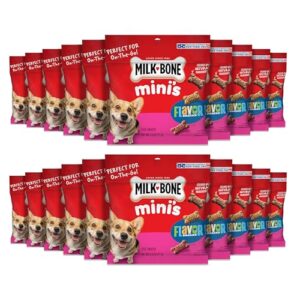 milk-bone mini's flavor snacks dog treats, 2.5 ounce (pack of 20), perfect for walks, travel size, party favor