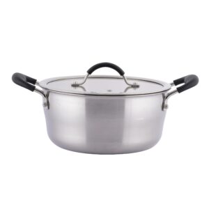 universal uhl 4.2 quart stock pot, 5-ply surgical stainless steel, premium sauce pan with lid, compatible with all stoves