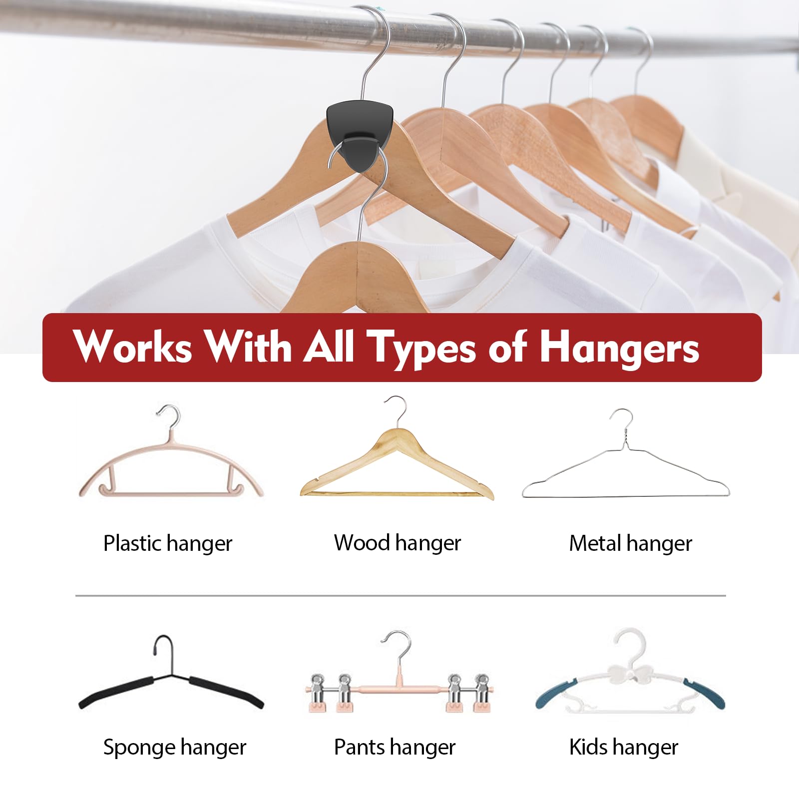 Latoxcaa Hangers Space Saving 30Pcs, Upgrade 40Lb(Max) Heavy Duty Hanger Hooks Space Saver, Space Saving Hangers for Clothes Hanger Connector Hooks, Plastic Clothes Hanger for Closet Organizer, Black