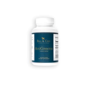 bill &coo anigreens prebiotic & probiotics for dogs, formulated with special fibers digestive enzymes, dog/cat probiotics for digestive health & general gut balance to immune support of your pets,90g