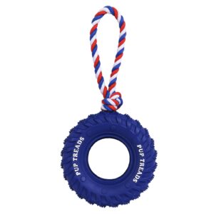 schitec dog chew toy with rubber tire & tug of war rope for medium large dogs aggressive chewers, interactive fetch play treat dispenser pull toys