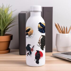 Pack 50 Pcs Cute Animal Crows Black Bird Stickers for Water Bottles Waterproof Laptop Luggage Computer Cups Journaling Teen Adults Funny Aesthetic Sticker Packs Small Vinyl Decals