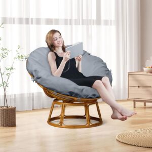 COSHNIBI Papasan Cushion Cover, 420D Waterproof Removable Zipper Chair Cushion Cover, 55L*55H Inches Suitable for Indoor and Outdoor Use (Gray)