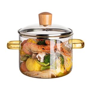 glass pots for cooking 1.5l(50oz) clear pot with lid for stove top glass saucepan for noodle, soup, milk