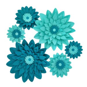 mybbshower teal turquoise aqua paper flower for floral wedding centerpiece backdrop hanging decor birthday centerpieces baby bridal shower pack of 6