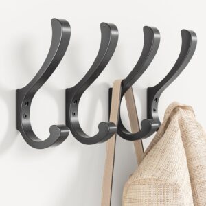 hanging coat hooks wall mount - wall hooks for hanging heavy duty (30lb),large coat hanger wall hangers,metal hooks for hanging towels,backpack,hat,jacket,key,bag,purse,clothes,robe,dog leash (4 pack)