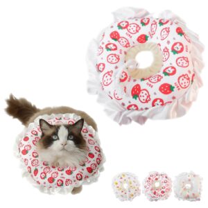 cute cat recovery collar soft adjustable cats cone anti-bite pet neck pillow easy to wear prevent lick wound after surgery injury (m(14-22lb),red)