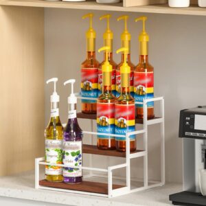 thygiftree coffee syrup rack organizer syrup bottle holder stand for coffee bar 3-tier 12 bottles storage shelves for syrup, wine, dressing for kitchen coffee station, white