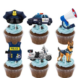 18pcs blue glitter dessert cupcake topper congrats officer policeman theme decor supplies boys girls 2024 college graduation party decorations