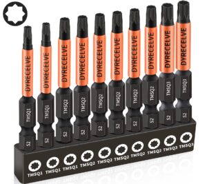 10-pack 8 point star bit - professional 8 point torx bit (magnetic heads & hex shank) - double square bit set made of premium s2 alloy steel - 8 point star bit for trailer - sizes #1, #2 and #3