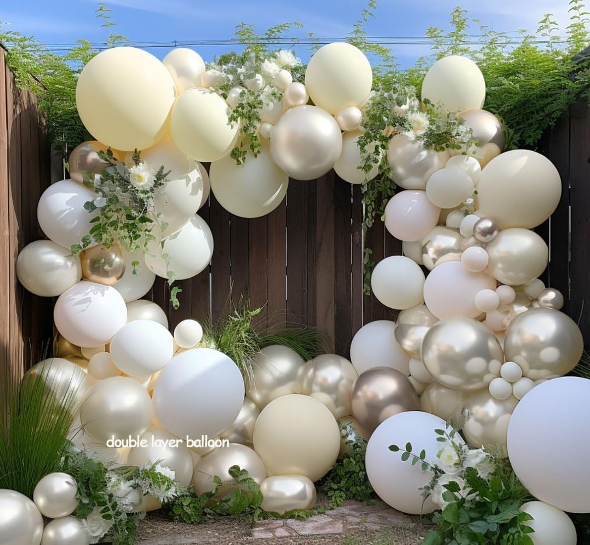 Pearl White Balloon Garland - Double Stuffed Pearl Cream Beige Balloons Pastel Sand White Ivory Matte Balloons Neutral Blush Nude White Arch Kit for Baptism Wedding Baby Shower Birthday Party Decor