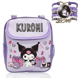 kawaii kumi insulated lunch bag with bracelet charm for women, reusable large capacity lunch box, leakproof lunch tote bag, lunchbox container thermal cooler bag food handbags for work