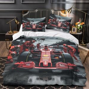 NOLLAM Formula-Racing Racing Cotton Duvet Cover Ivory Various Sizes Quilt Cover Bedding Set Soft & Cozy Percale Weave Contests Comforter Cover with Zipper Closure for Kids Adults Full（203x228cm）