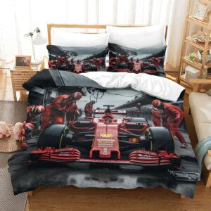 nollam formula-racing racing cotton duvet cover ivory various sizes quilt cover bedding set soft & cozy percale weave contests comforter cover with zipper closure for kids adults full（203x228cm）