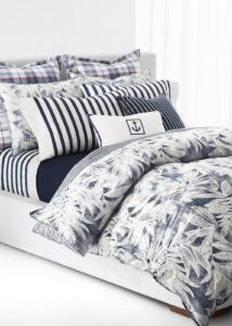 lauren ralph lauren evan blue palm floral stripe 3 pc king duvet cover set (king (u.s. standard))