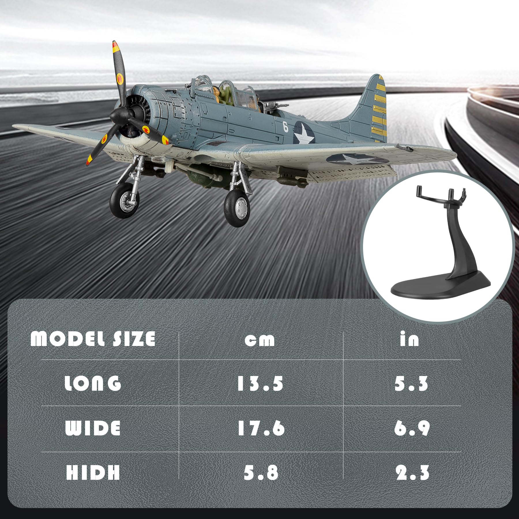 HANGHANG 1/72 Military Model Plane SBD-3 Dauntless （aged version） Alloy Fighter Plane Model Model Airplane for Collection and Gift